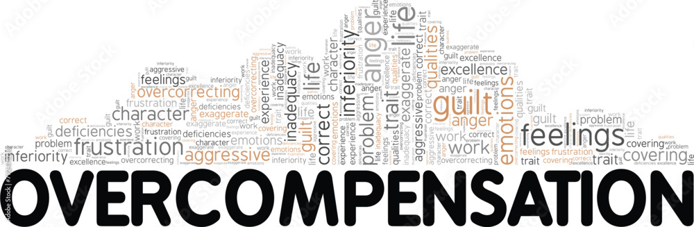 Overcompensation word cloud conceptual design isolated on white ...