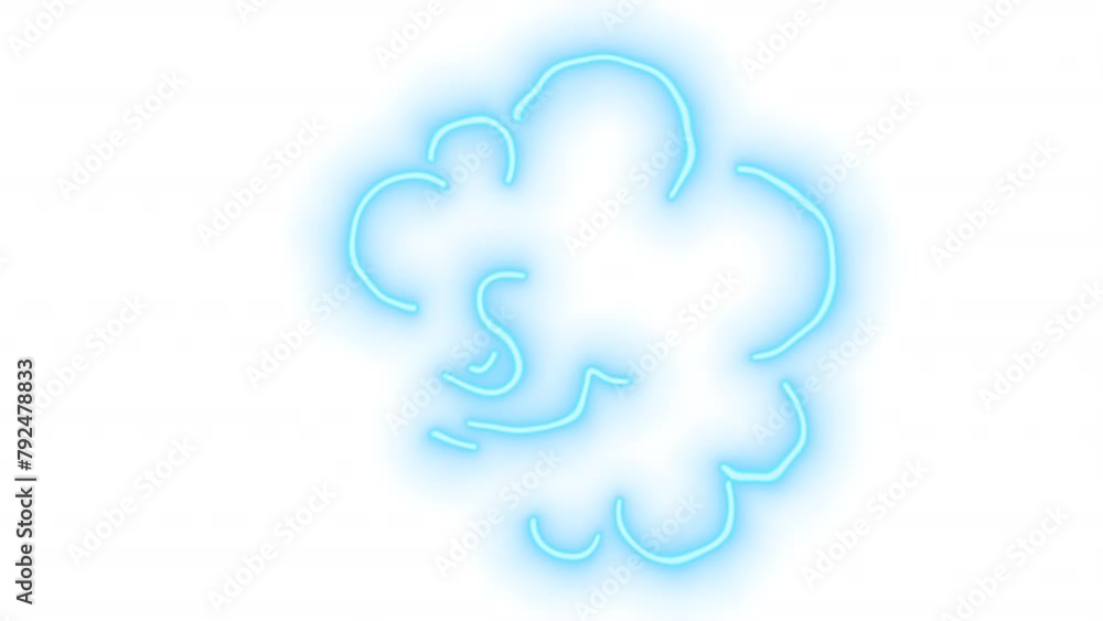 Smoke wind neon animation. Explosion fog animated icon glow effect. Air ...