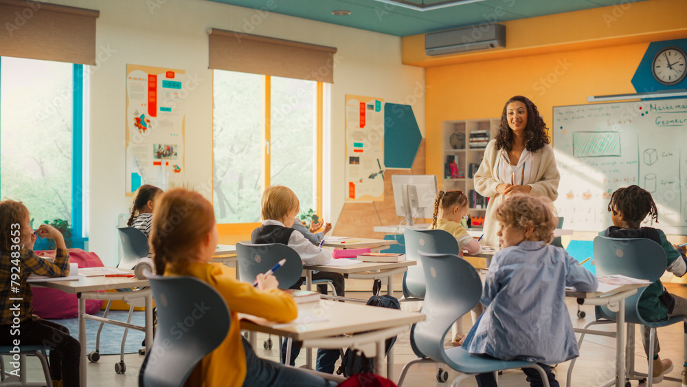 Class of Adorable Multiethnic Children Studying Mathematics and ...