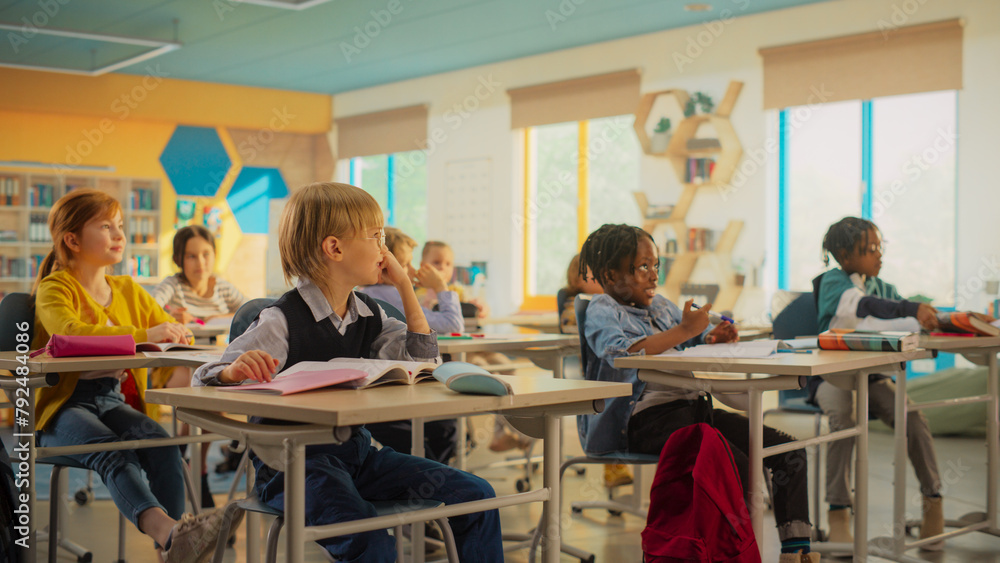 Class of Adorable Multiethnic Children Studying Mathematics and ...