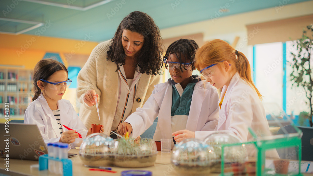 Team of Kids Finishing a Science Project. Talented Boys and Girls ...