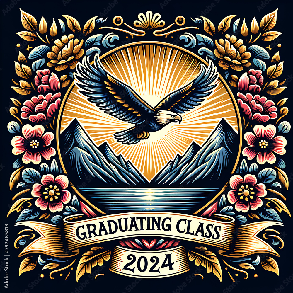 Graduation label design. Class of 2024. Congrats Graduates emblem with ...
