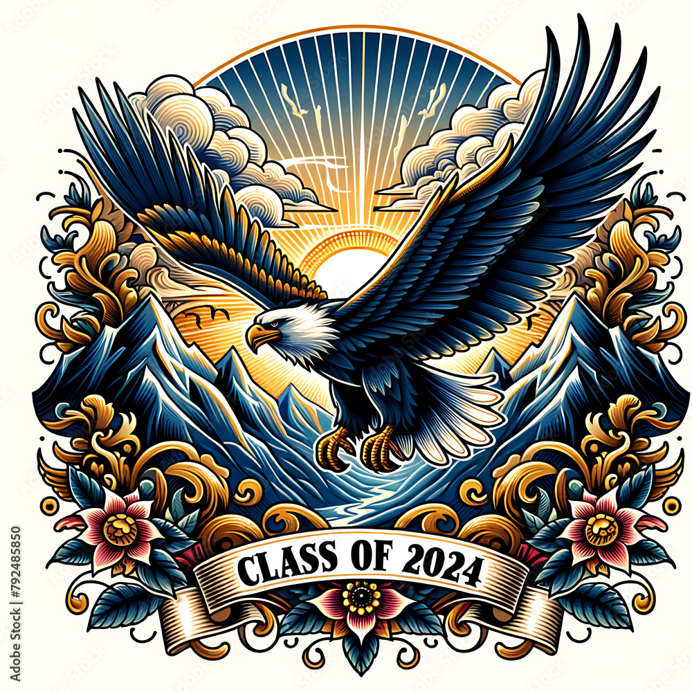 Graduation label design. Class of 2024. Congrats Graduates emblem with ...