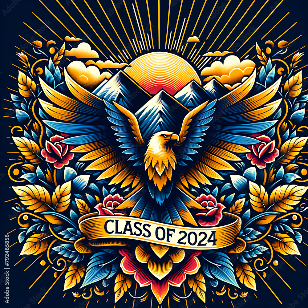 Graduation label design. Class of 2024. Congrats Graduates emblem with ...