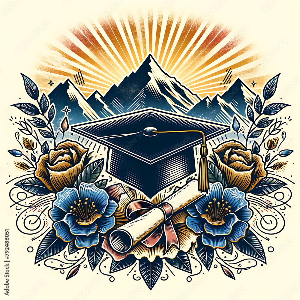 Graduation label design. Class of 2024. Congrats Graduates emblem with ...
