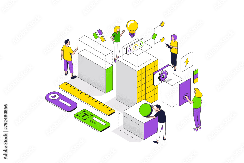 Development from beginnings abstract isometric concept. Business ...