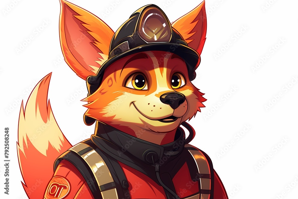 cartoon illustration, a firefighter fox Stock Illustration | Adobe Stock