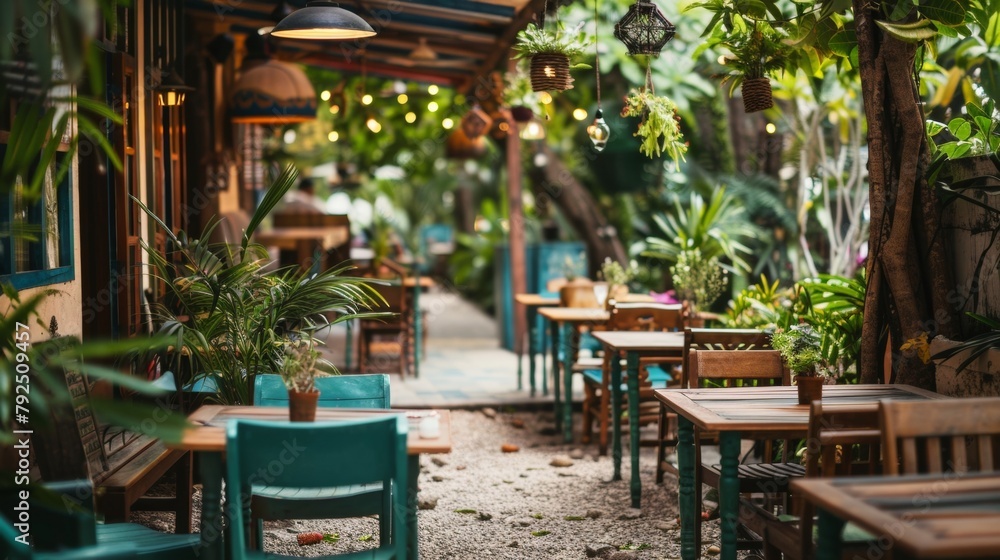 Whimsical outdoor restaurant menu mockup with a charming garden theme ...