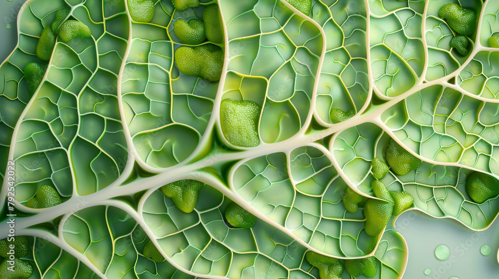 Cross-section of a leaf showing the detailed cellular structure ...