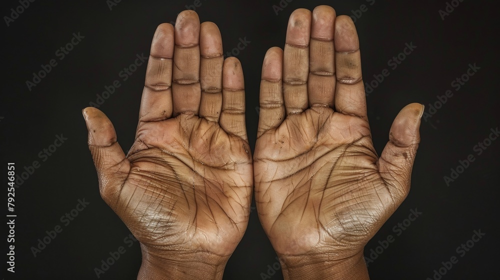 Foto de The palms of the hands are smooth and supple with faint creases ...