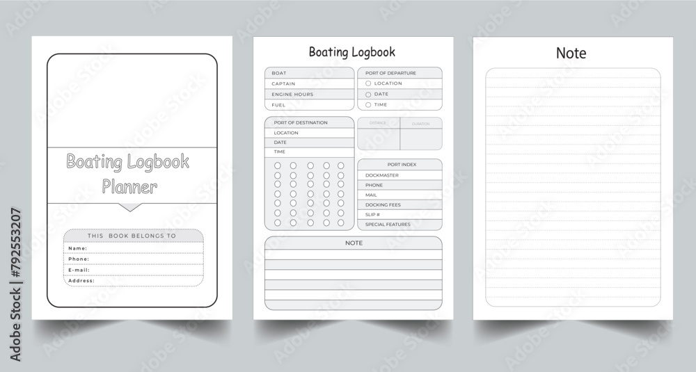 Editable Boating Logbook Planner kdp Interior printable template design ...