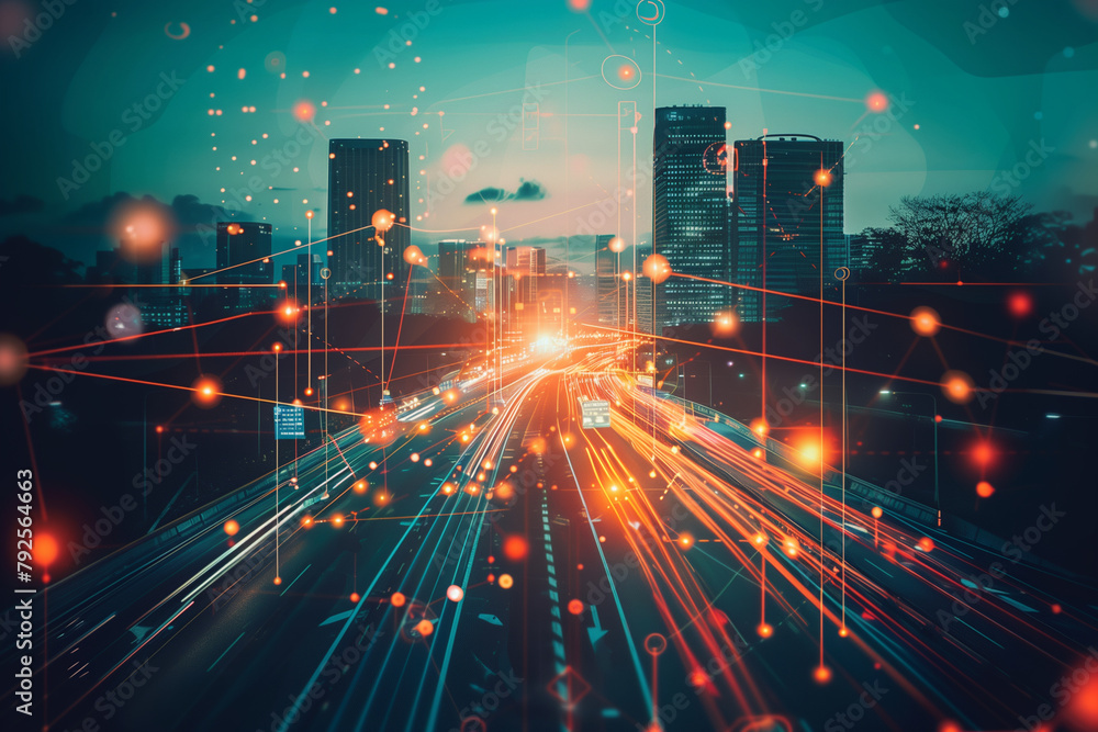 stylish photo of the functionality of smart traffic routing systems for ...