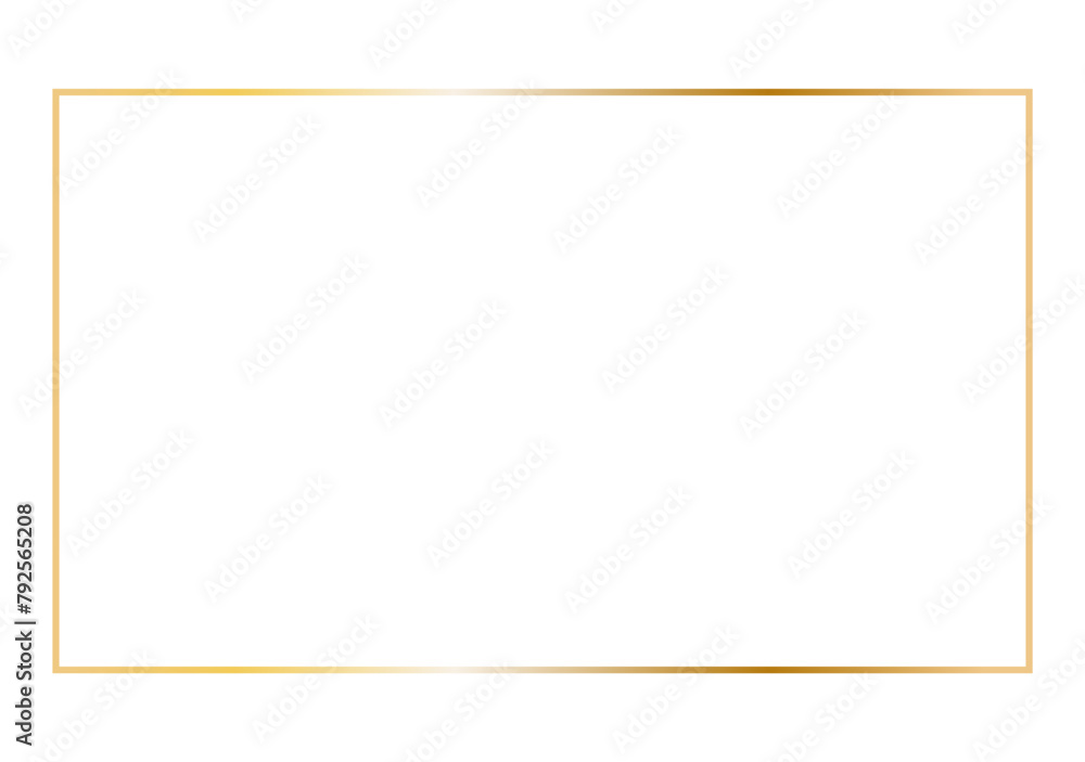 Golden rectangular frame. Vector outline thin aesthetic geometric shine ...