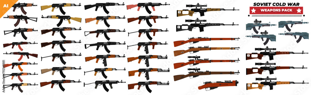 Vetor de Soviet Cold War Weapons Pack - Ai Illuatrator, vector files do ...