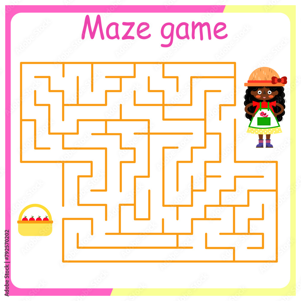 Children's logic game on passing the labyrinth. Educational game for ...