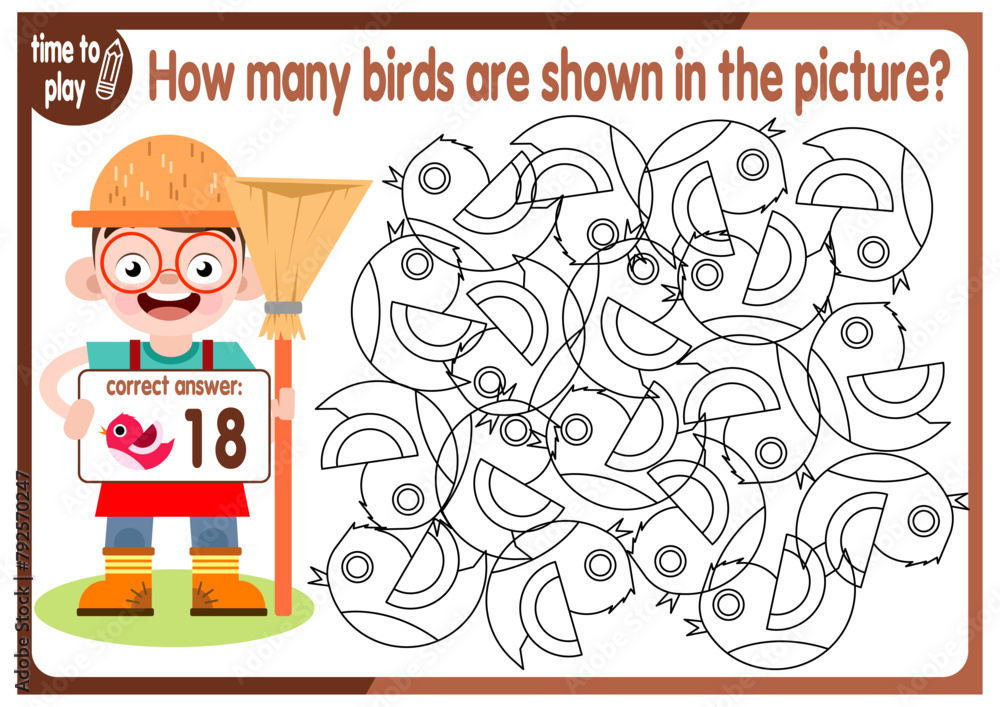 Count how many birds are hidden in the picture. How many objects are ...