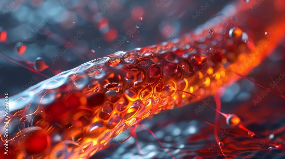 Detailed shot of a nanomaterial coating preventing clots and s in ...