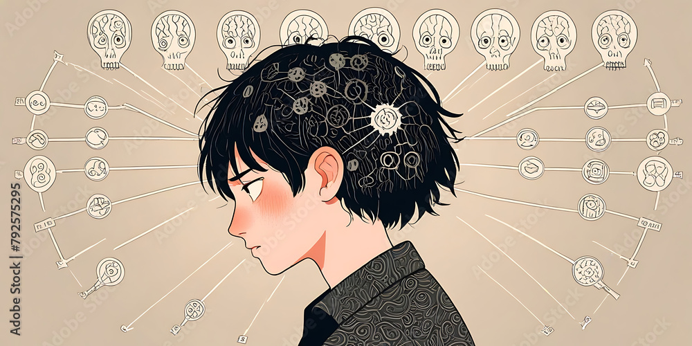 Illustartion on repetitive and intrusive nature of obsessive thoughts ...