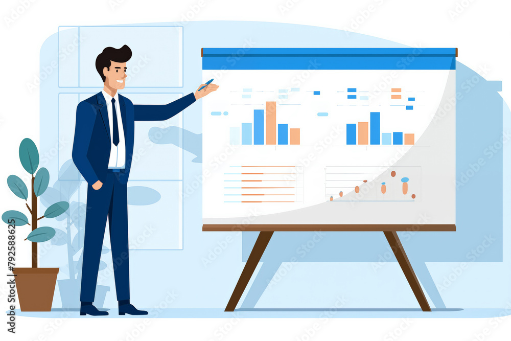 Business graphic vector modern style illustration of a business person ...