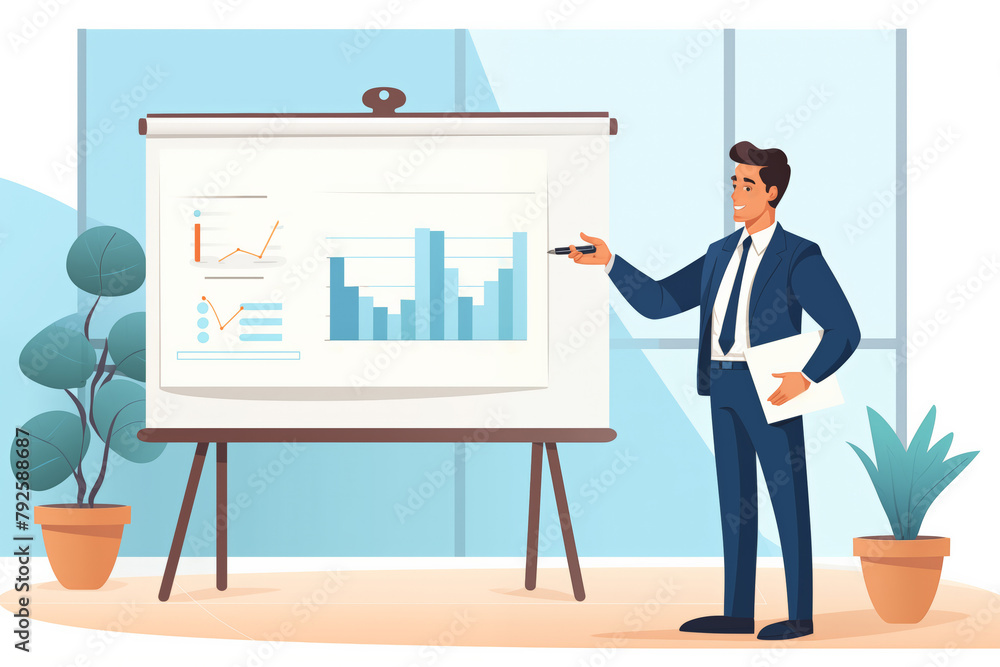 Business graphic vector modern style illustration of a business person ...