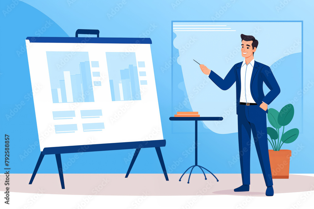 Business graphic vector modern style illustration of a business person ...
