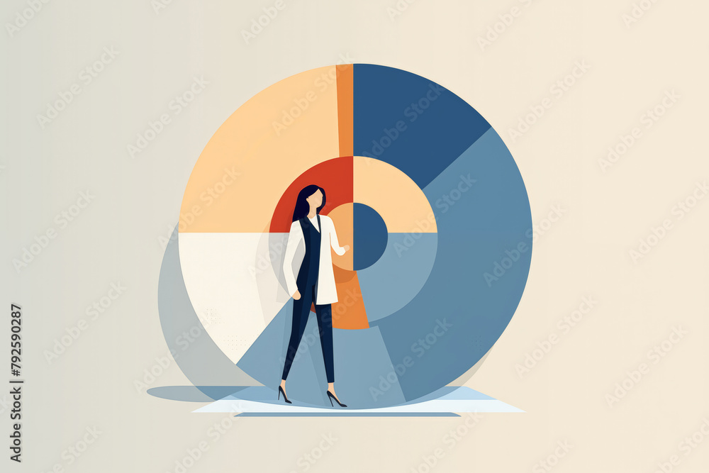 Business graphic vector modern style illustration of a business person ...