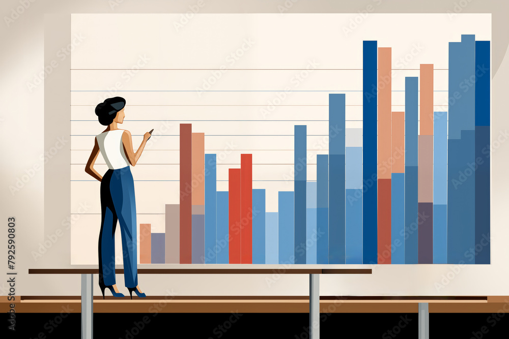 Business graphic vector modern style illustration of a business person ...