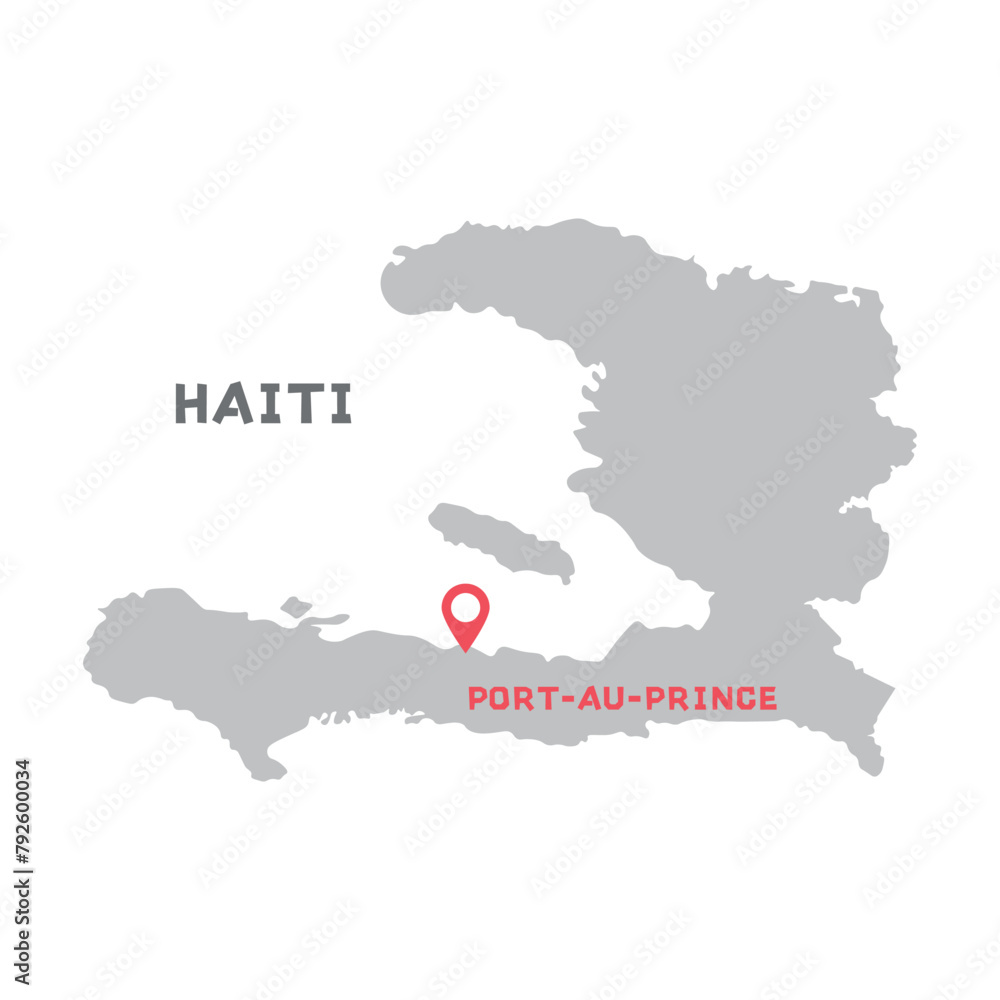 Haiti vector map illustration, country map silhouette with mark the ...