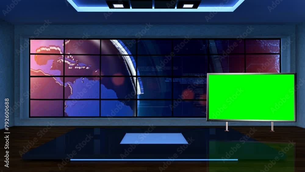 News TV Studio Set 357- Virtual Green Screen Background Loop vídeo do Stock | Adobe Stock