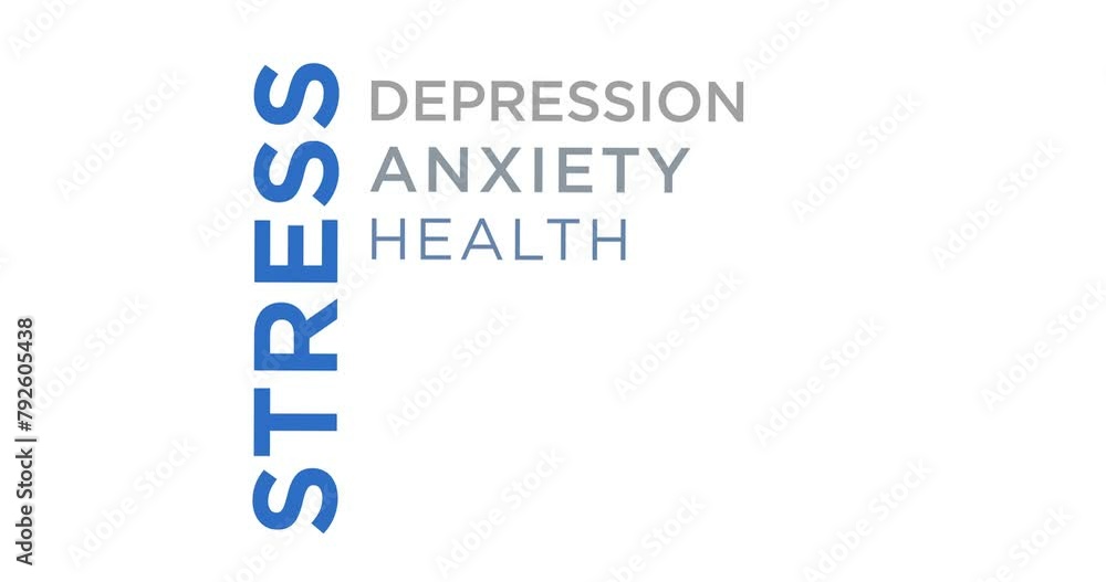 Stress and anxiety kinetic text abstract concept loop animated ...