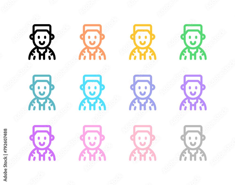 Editable person with army buzz flattop haircut avatar vector icon. User ...