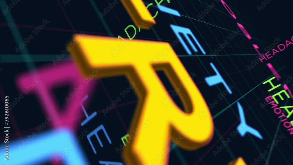 Stress and anxiety kinetic text abstract concept loop animated ...