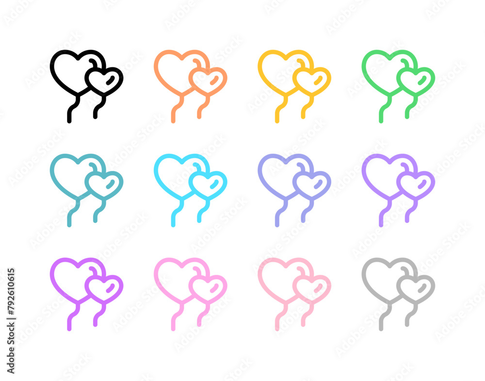 Editable hearts balloon vector icon. Wedding, valentine, love ...