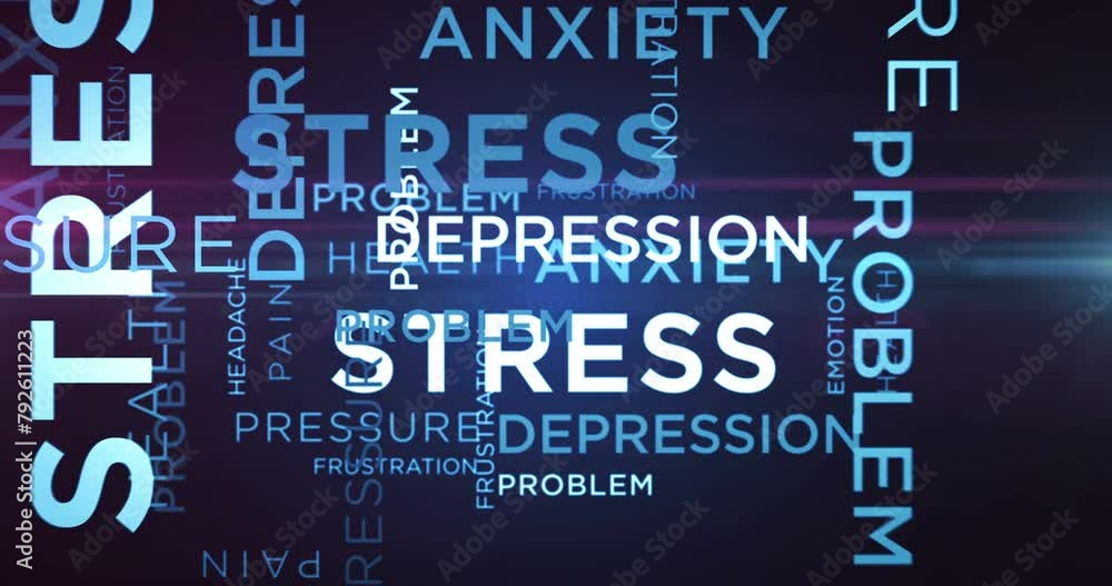Stress and anxiety kinetic text abstract concept loop animated ...