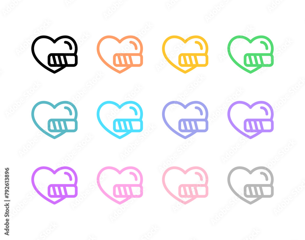Editable life, heart, health point vector icon. Video game, game ...