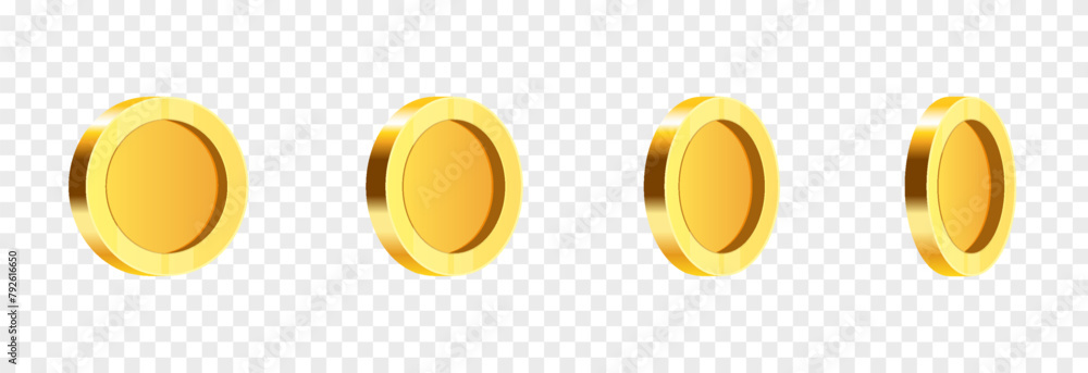 Vector set of realistic gold coins on isolated transparent background ...