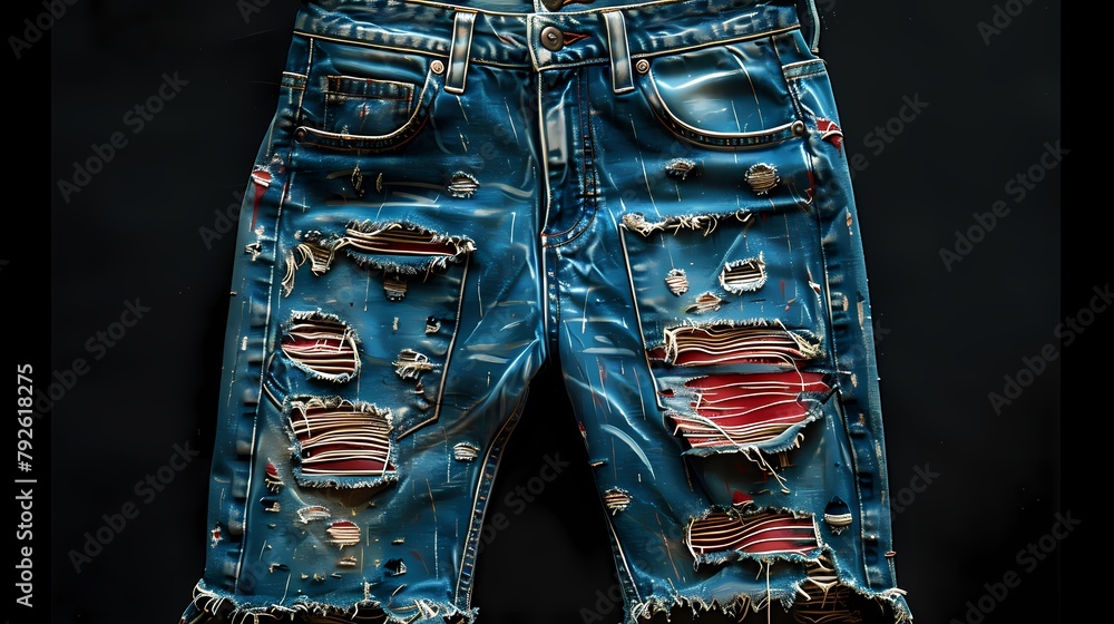 A trendy and fashion-forward cropped jeans mockup on a solid black ...