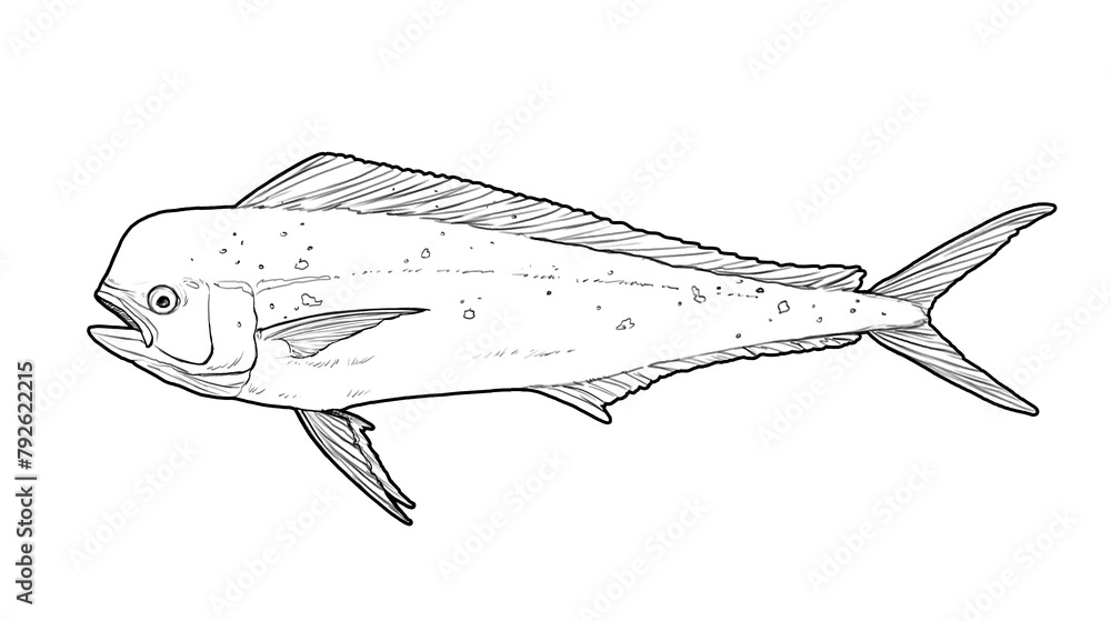 Mahi mahi Young or dolphin fish isolated on white. Realistic ...