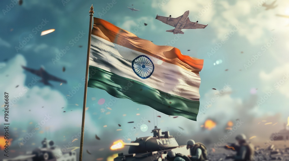 Indian Armed Forces Flag Day, 7th December. Armed forces with military ...