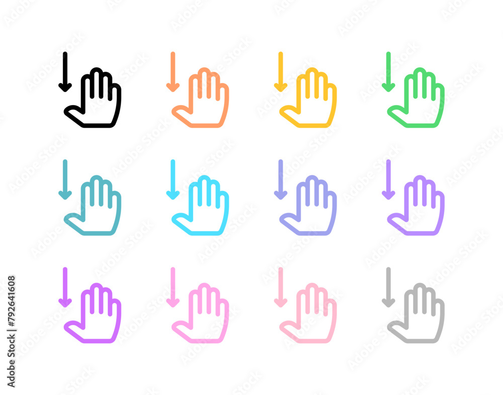Editable four fingers swipe down vector icon. Part of a big icon set ...