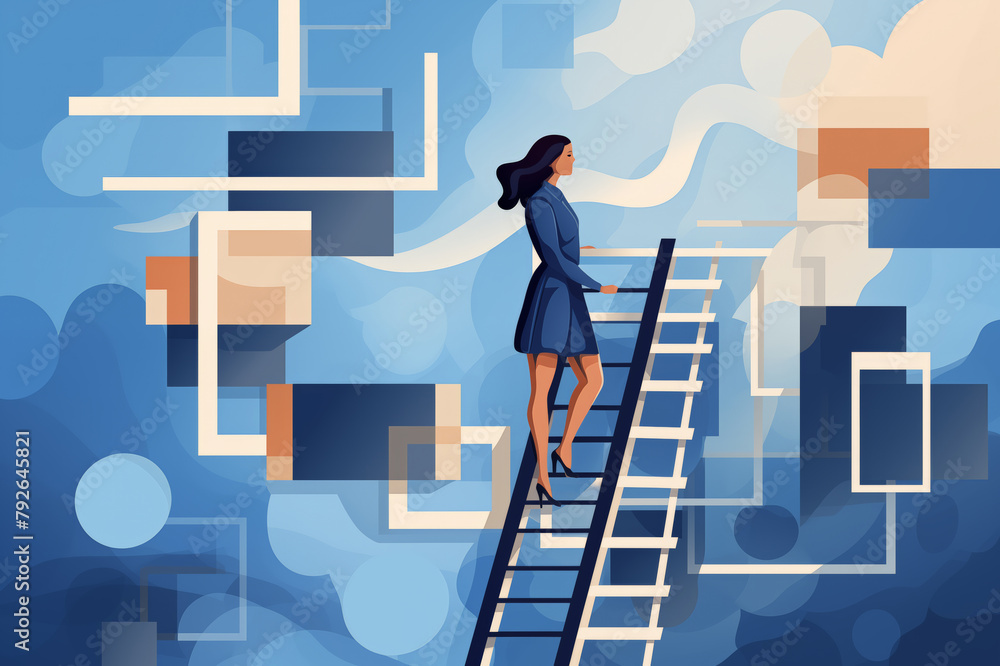 Business graphic vector modern style illustration of a business woman ...