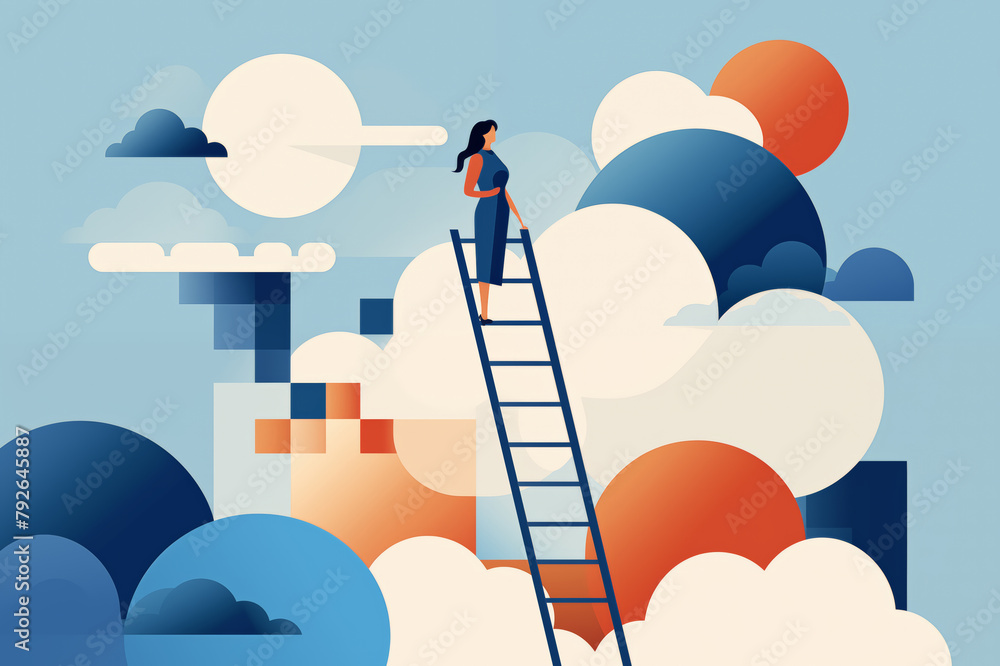 Business graphic vector modern style illustration of a business woman ...
