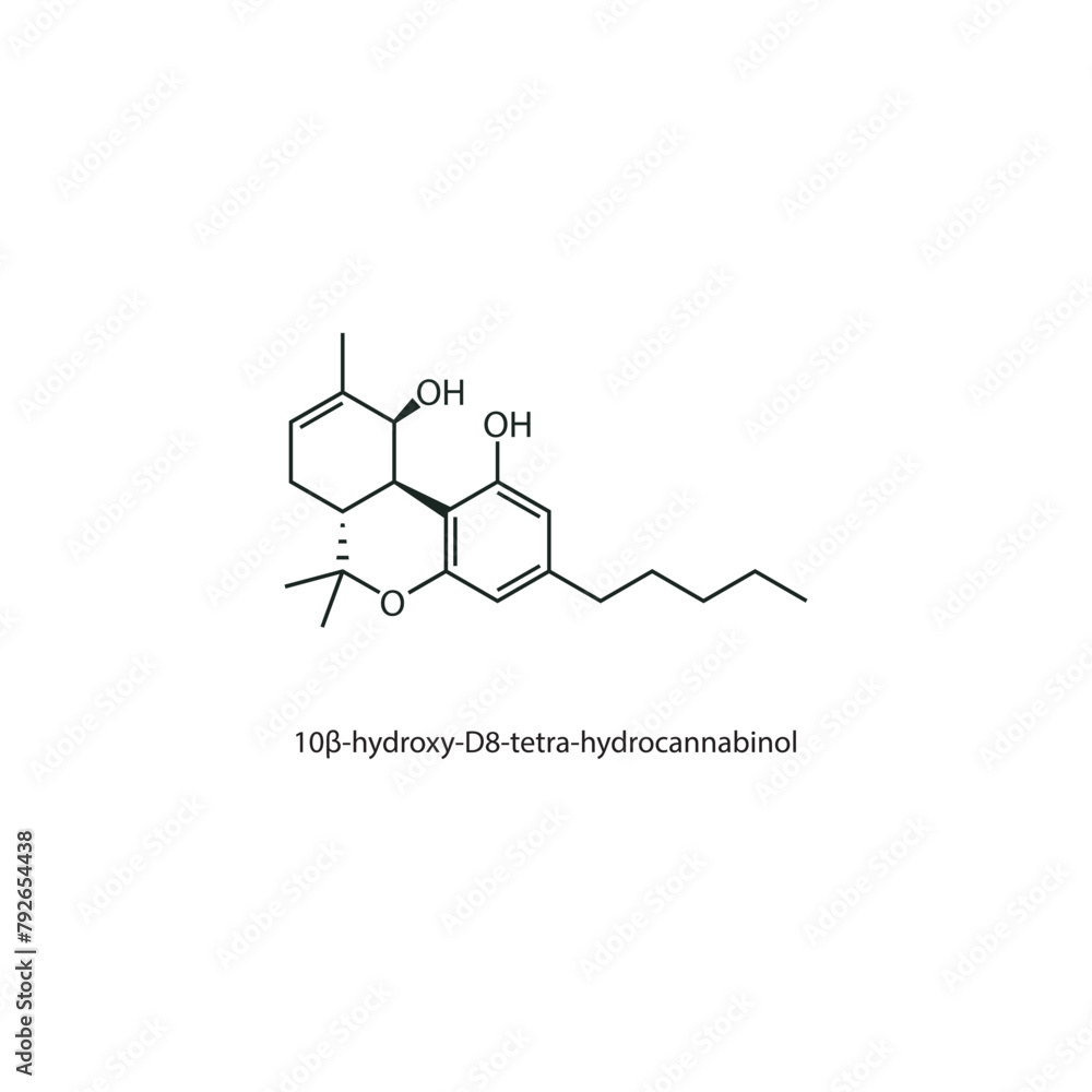10β-hydroxy-D8 -tetrahydrocannabinol skeletal structure diagram ...