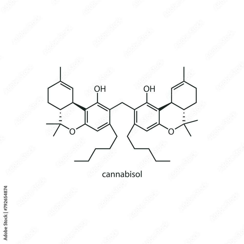 Cannabisol skeletal structure diagram.Cannabinoid compound molecule ...