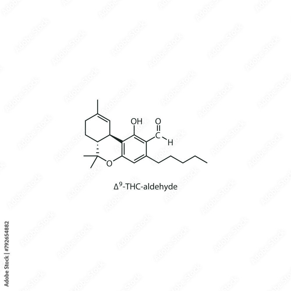 Δ9 -THC aldehyde skeletal structure diagram. compound molecule ...