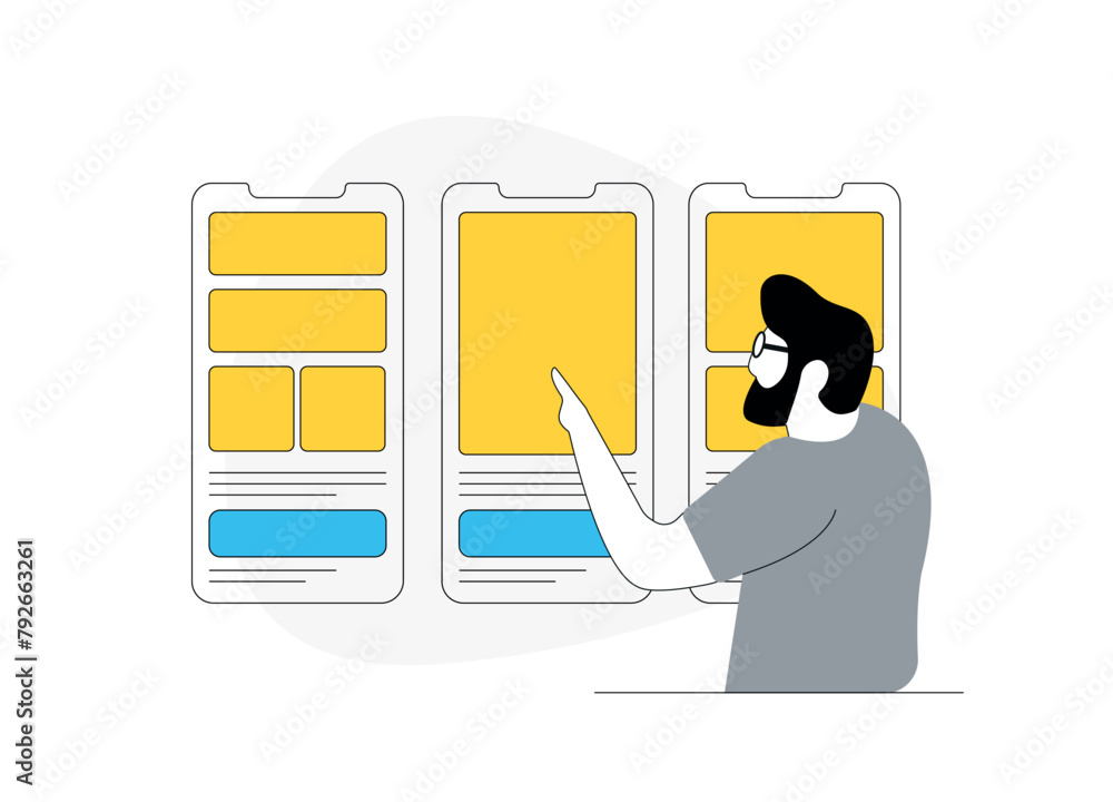 UX research process. Mobile app development with user experience ...