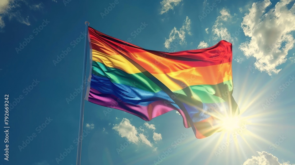 Rainbow Flag Embraced by Sunrays - A Symbol of Pride and Unity ...