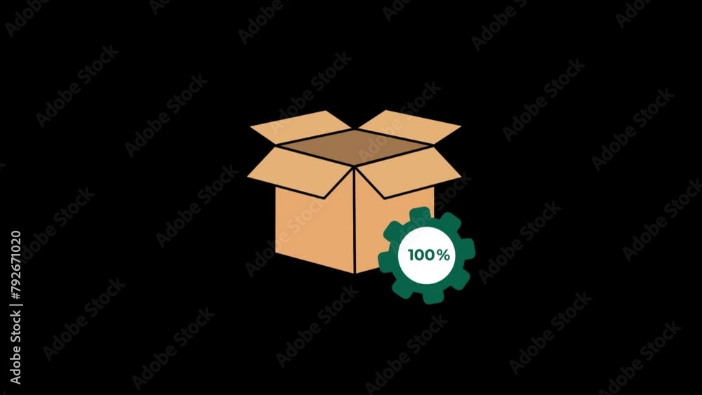 Percentage bar cog wheel on Delivery box Animation with transparent ...