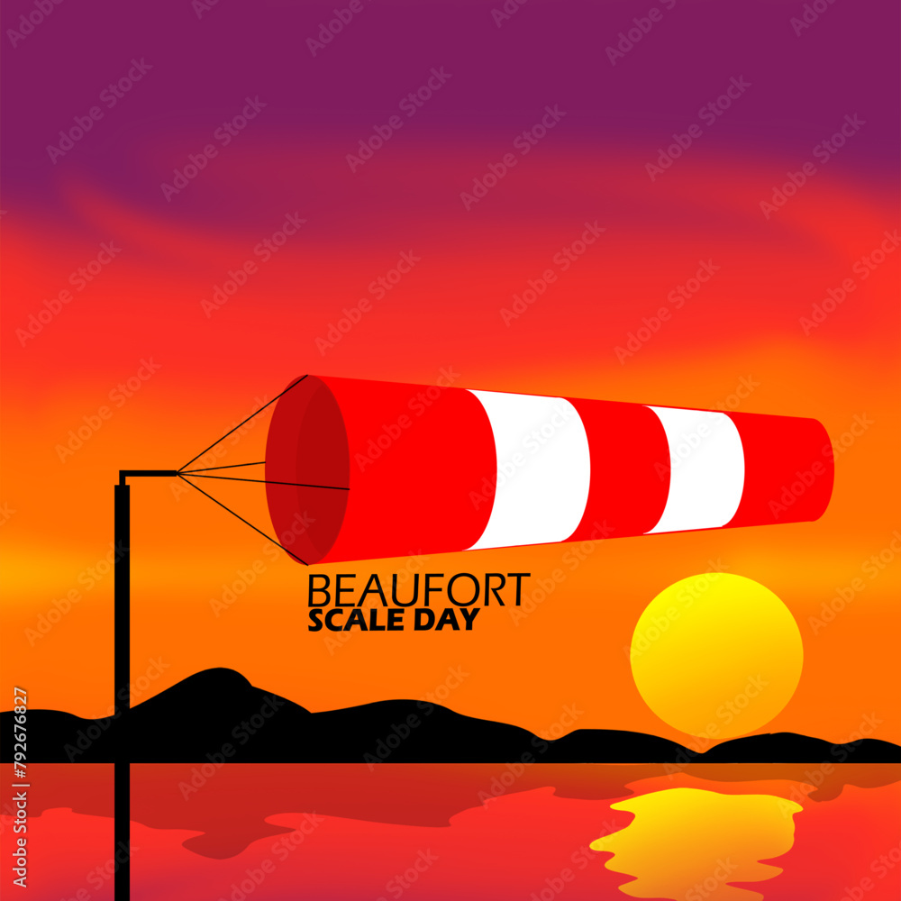 Beaufort Scale Day event banner. A flag to measure wind or speed or ...