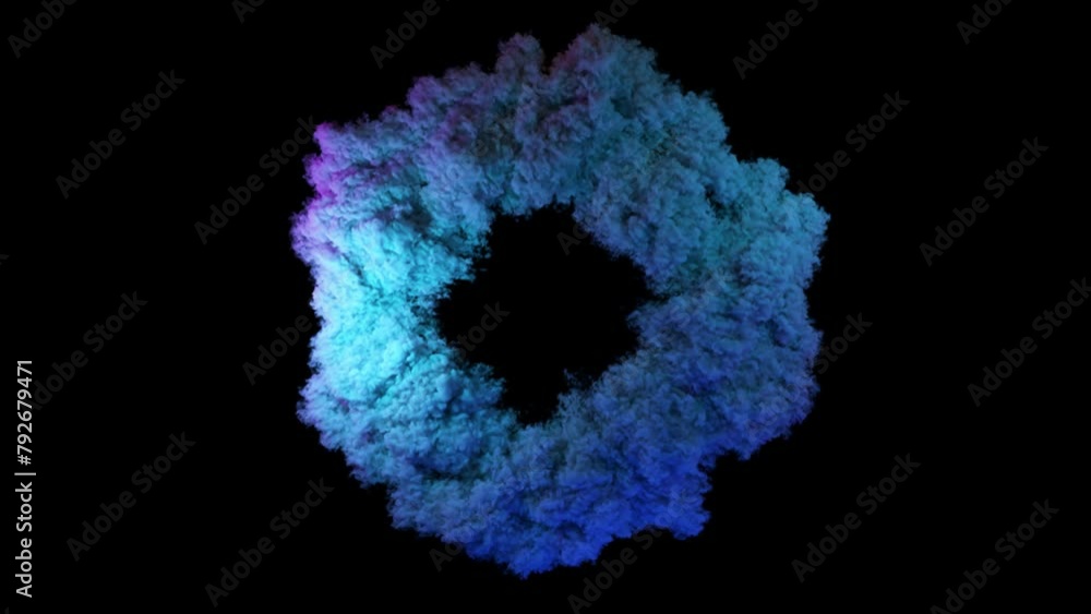 3D animation of abstract art with an explosive smoke structure with ...